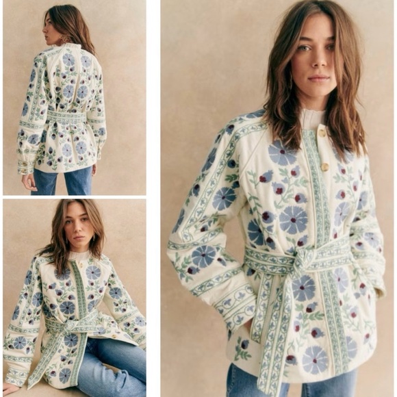 Sezane | Jackets & Coats | New Szane Renato Embroidered Floral Sezane ...